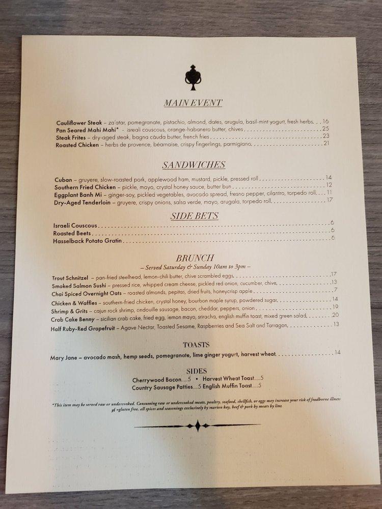 Menu at The Whale restaurant, Chicago