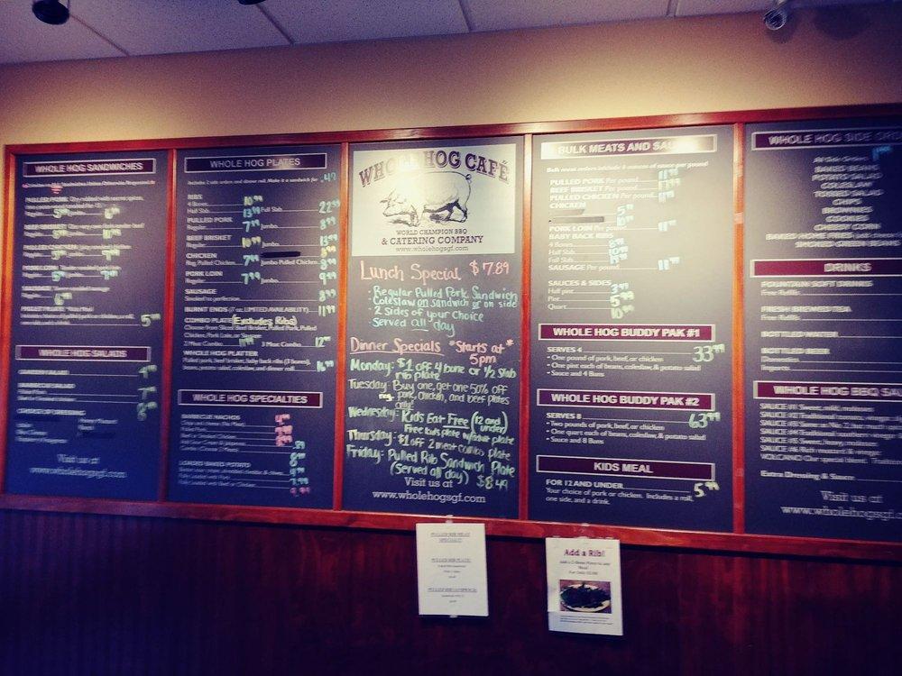 Menu at Whole Hog Café BBQ, Springfield, N Glenstone Ave