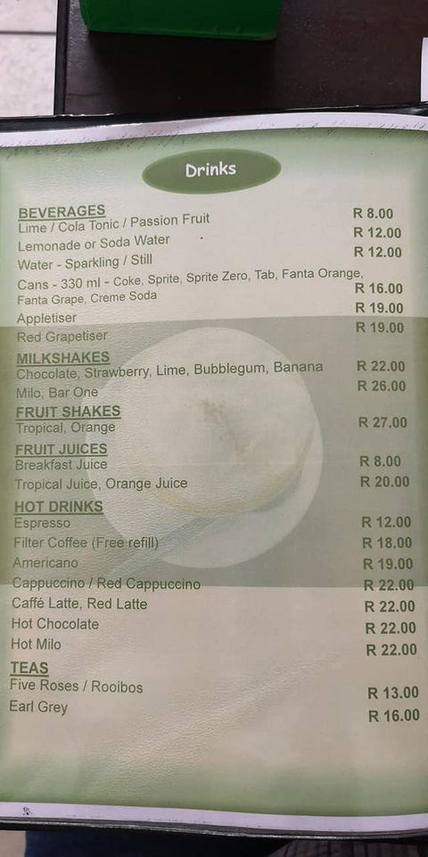 Menu at Chit Chat Coffee Shop restaurant, Uitenhage