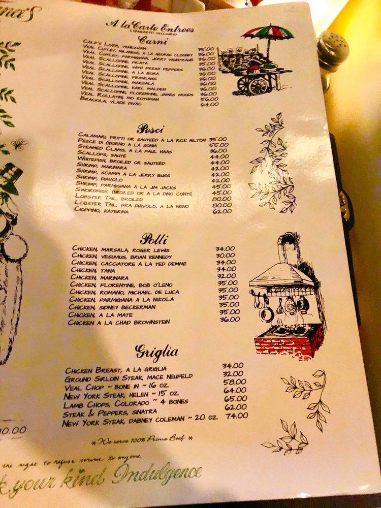 Menu at Dan Tana's pub & bar, West Hollywood