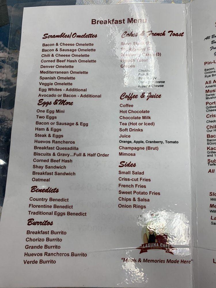 Menu at Laguna Cafe, Laguna Woods, Moulton Pkwy