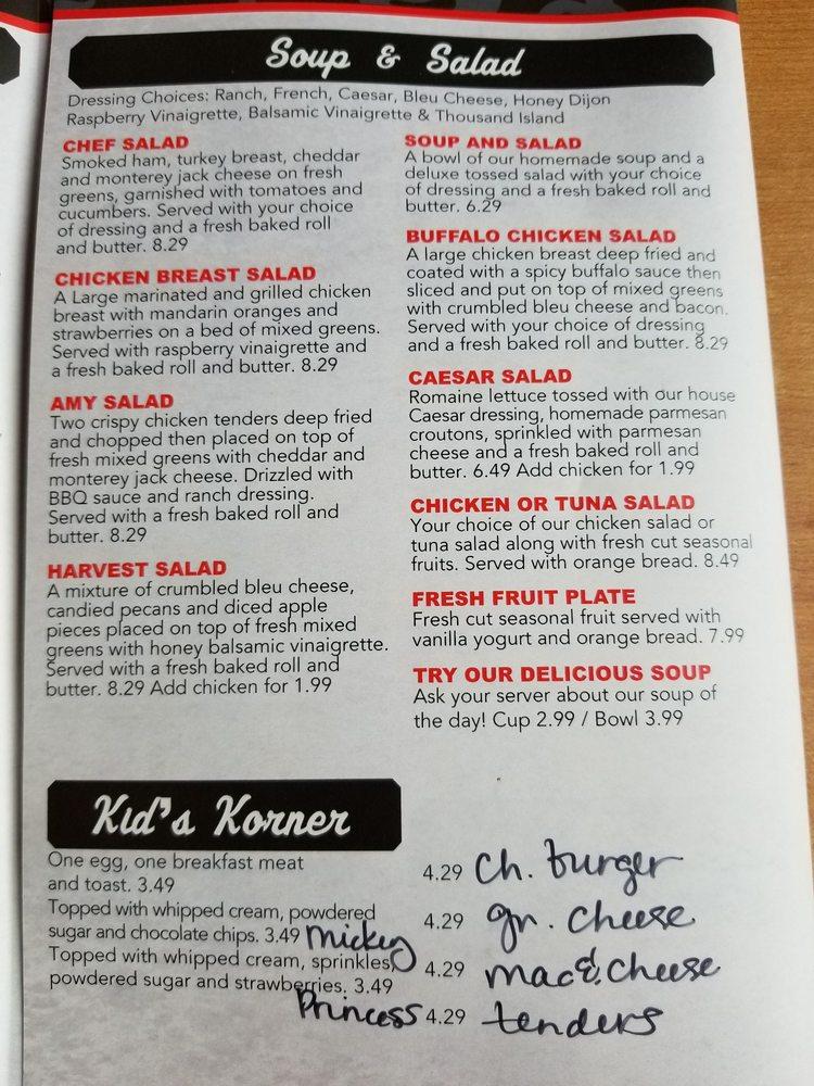 Menu at LuLu's Diner restaurant, Lima, Bellefontaine Ave