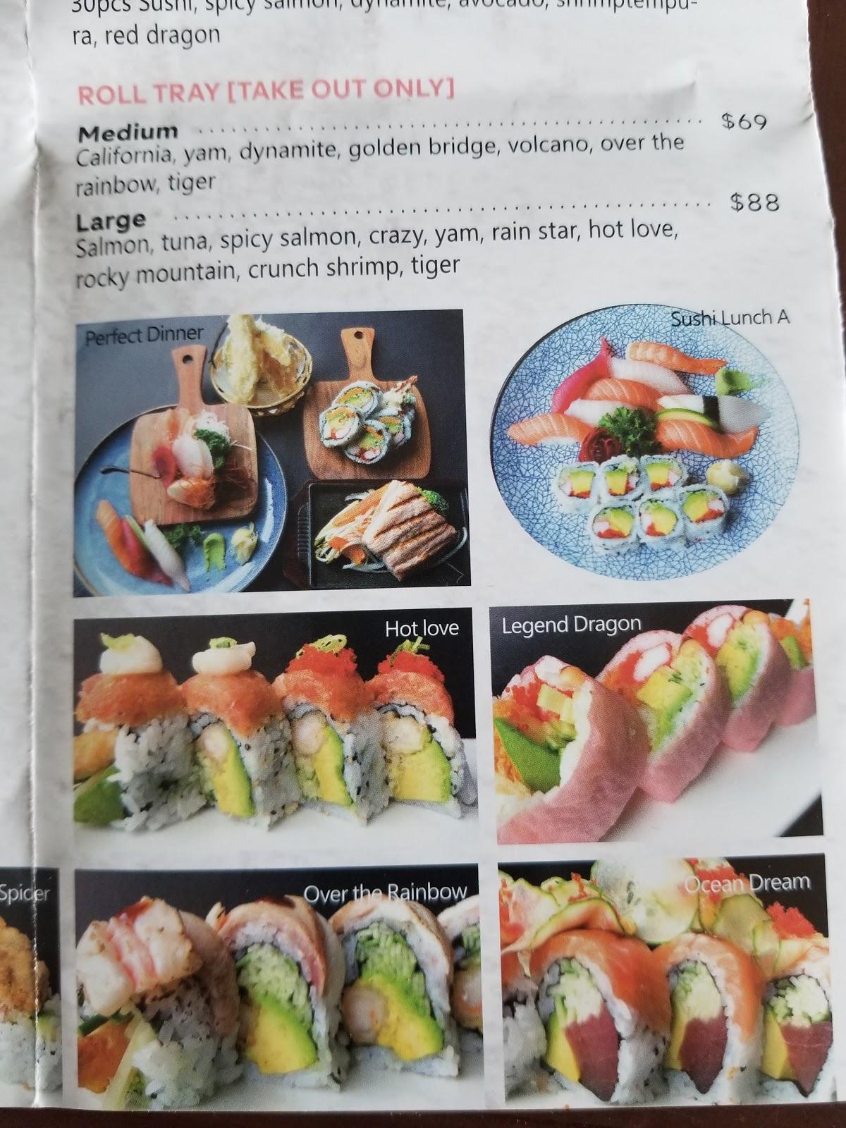 Menu at MiKi sushi restaurant, Markham