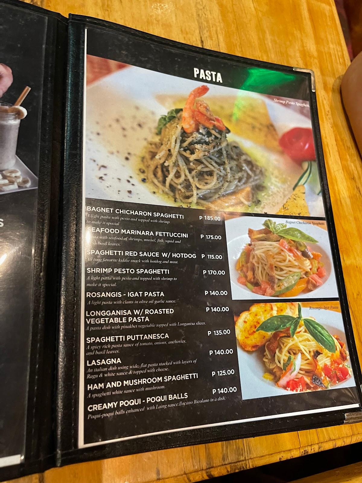 Menu At Cafe Uno Vigan City Grandpa s Inn