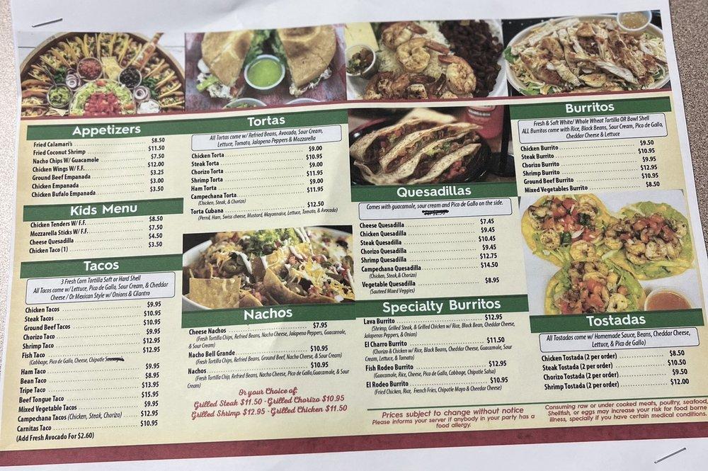 Menu at El Rodeo Taco restaurant, Centereach