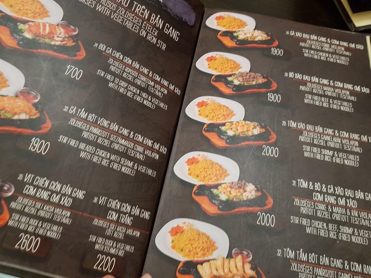 Menu at Lam Anh Pho restaurant, Budapest