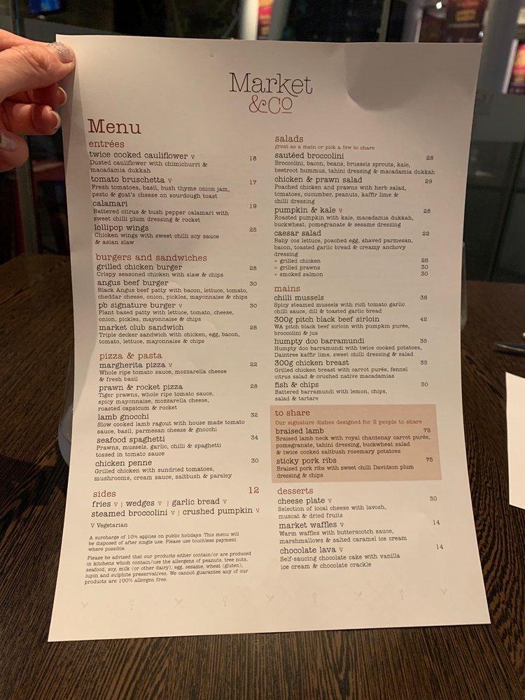 Menu at Market & Co Restaurant, Burswood, Crown Perth