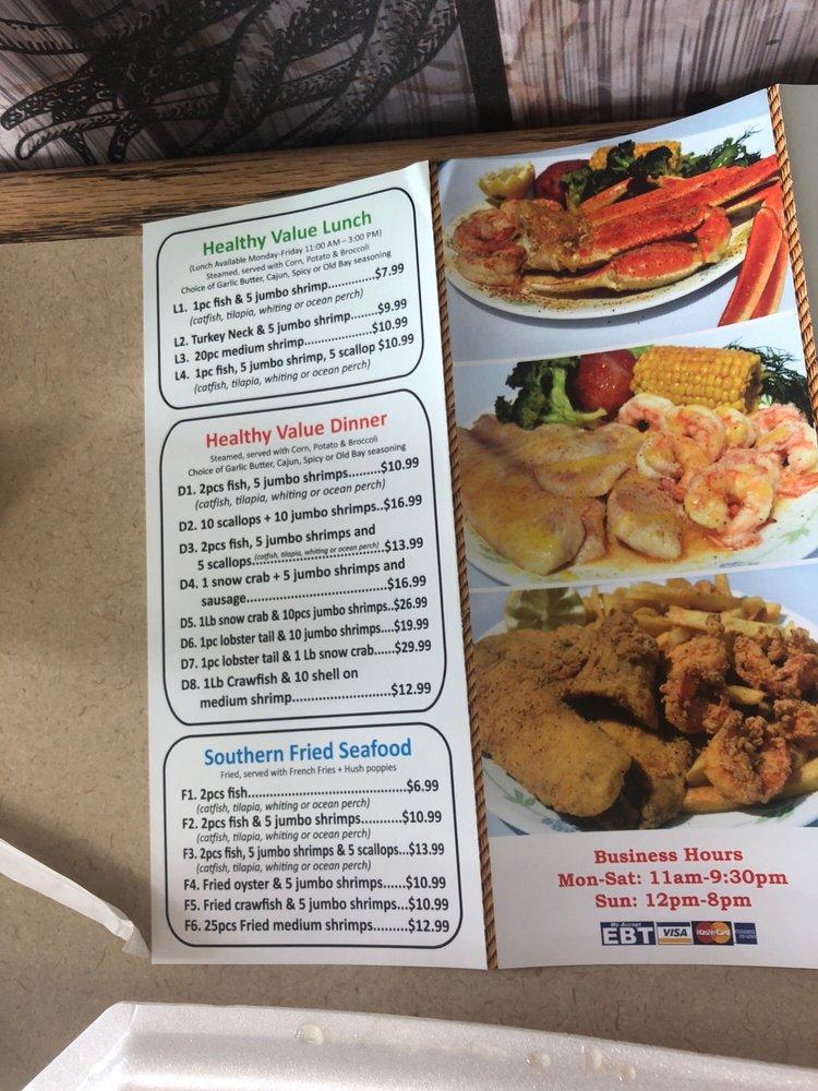 Menu at Cajun Seafood restaurant, Orlando