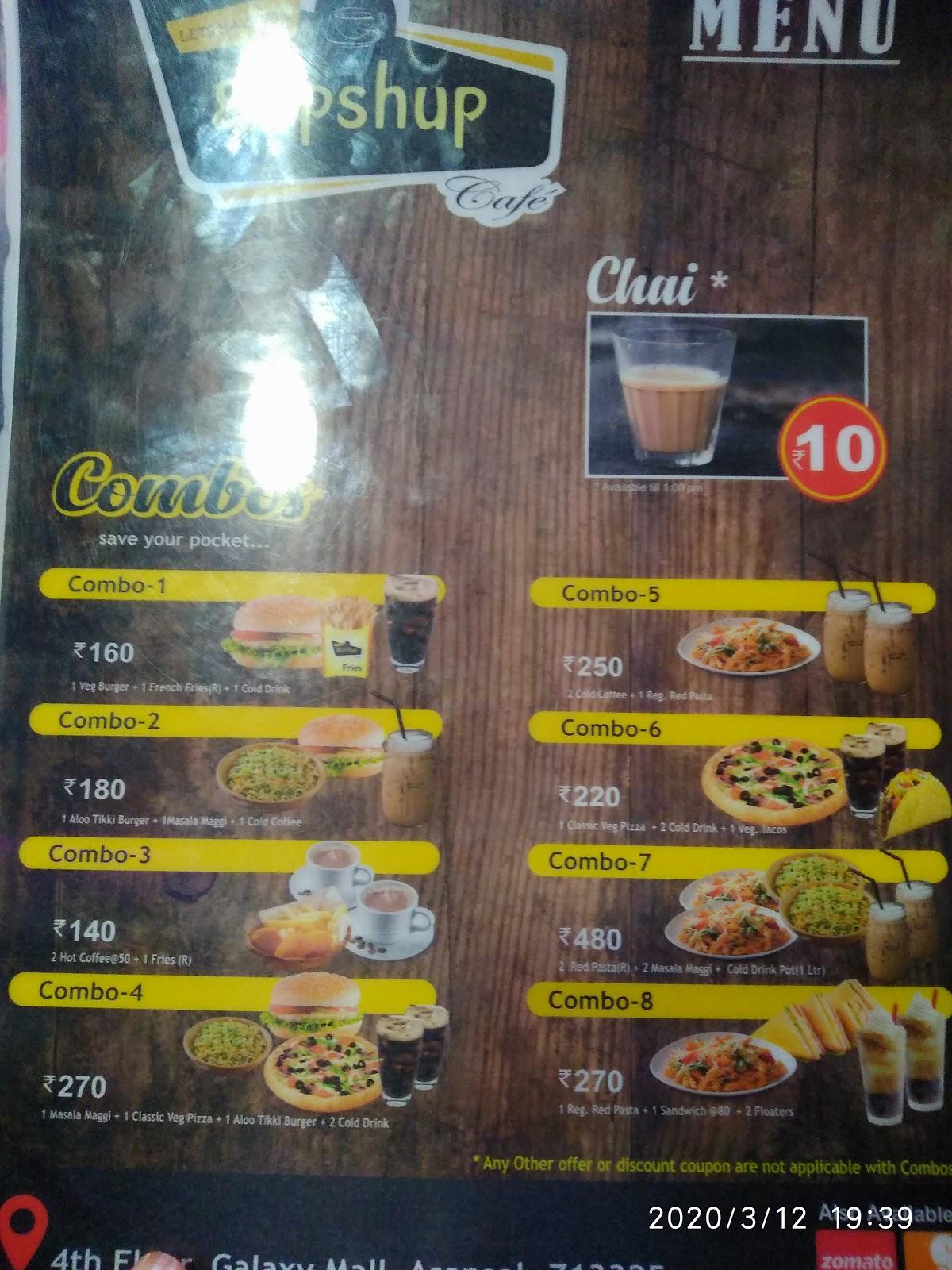 Menu at Gupshup Cafe, Asansol, Galaxy Mall