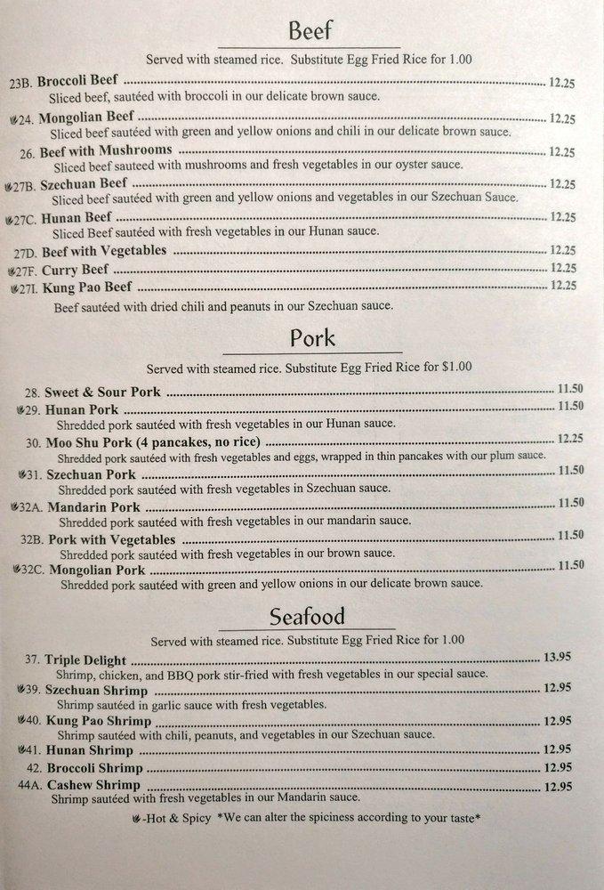 Menu at Pagoda Thai & Chinese Restaurant, Missoula