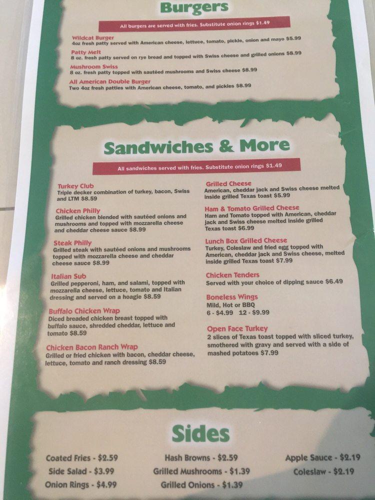 Menu at Wildcat Café cafe, Mogadore