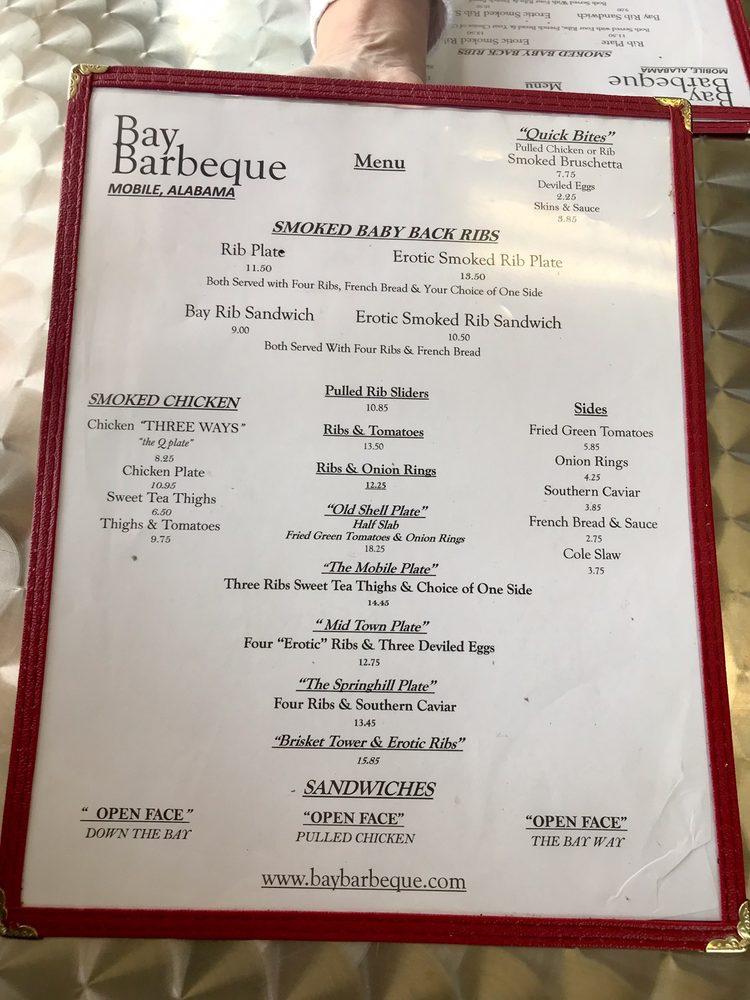 Menu at Bay Barbeque, Mobile