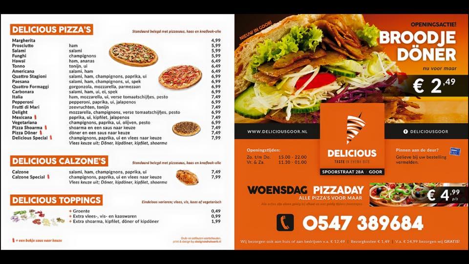 Menu at Sofra Delicious, Goor, Spoorstraat 28A