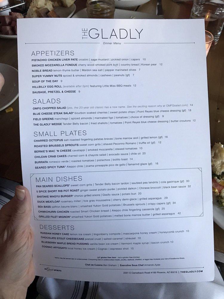Menu at The Gladly pub & bar, Phoenix