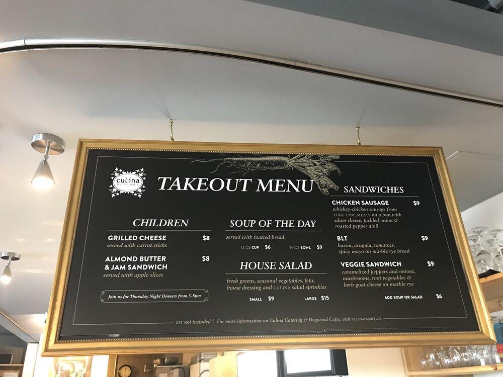 Menu at Muttart Conservatory cafe, Edmonton