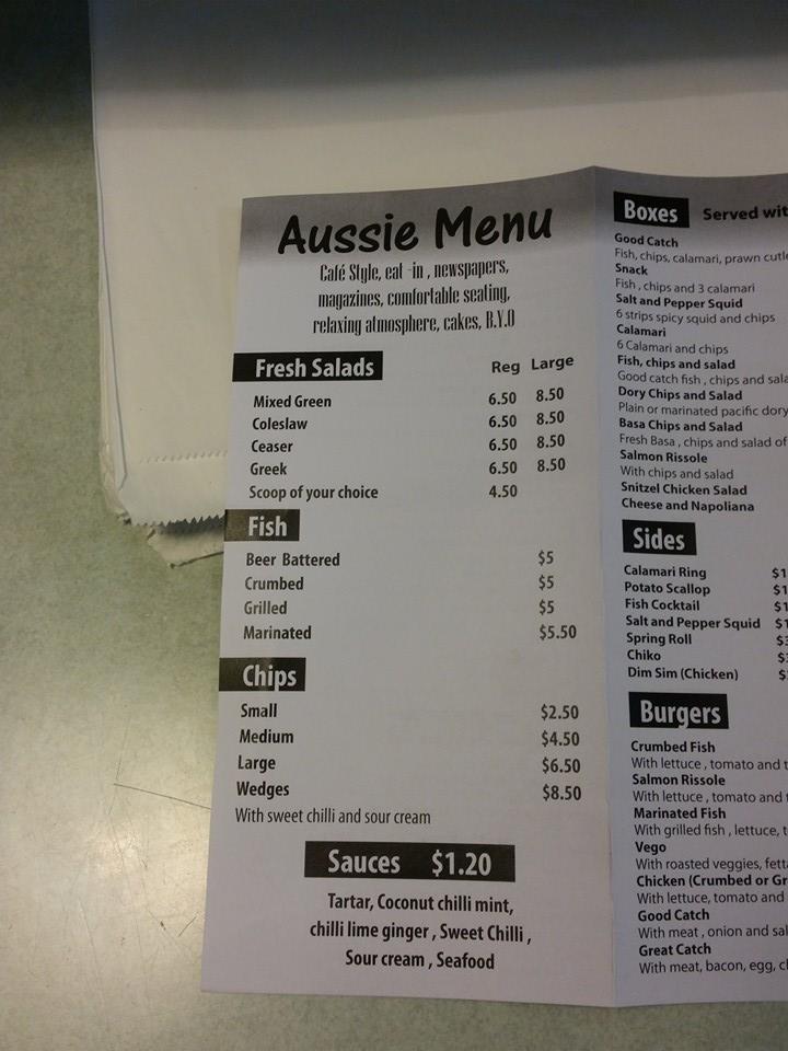 Menu at Good Catch Cafe PTY Ltd., Bathurst
