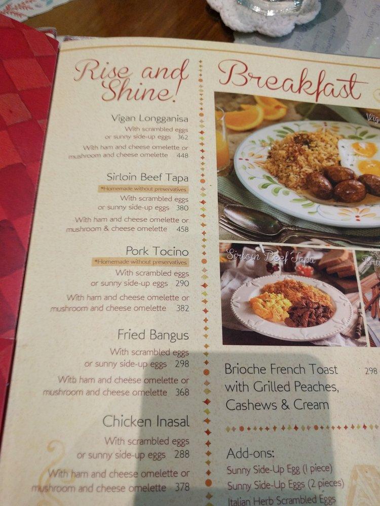 Menu at Mary Grace Cafe - Greenbelt 2, Makati, GF Greenbelt 2 Esperanza ...