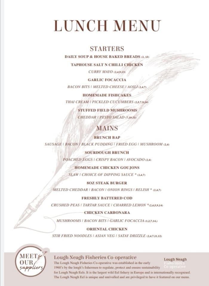 Menu at Taphouse Bar and Restaurant, Bellaghy