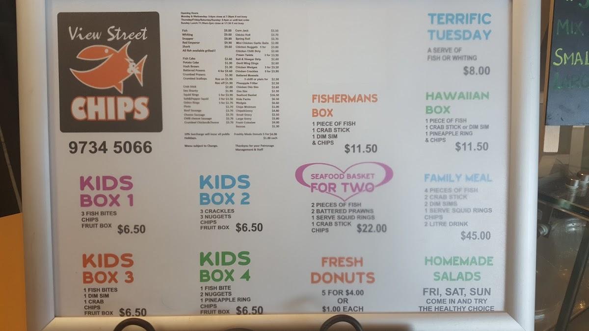 Menu at View Street Fish and Chips fast food, Collie