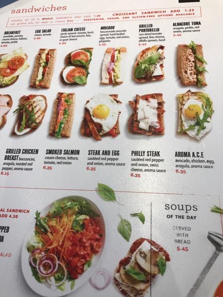 Menu at Aroma Espresso Bar, Toronto, 540 College St