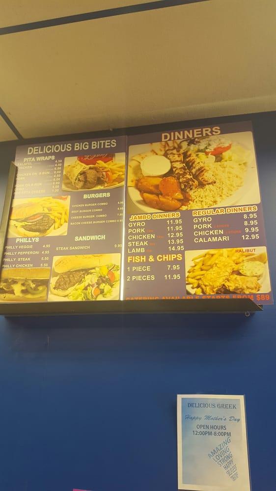 Menu at Delicious Greek restaurant, Aurora, 297 Wellington St E #3