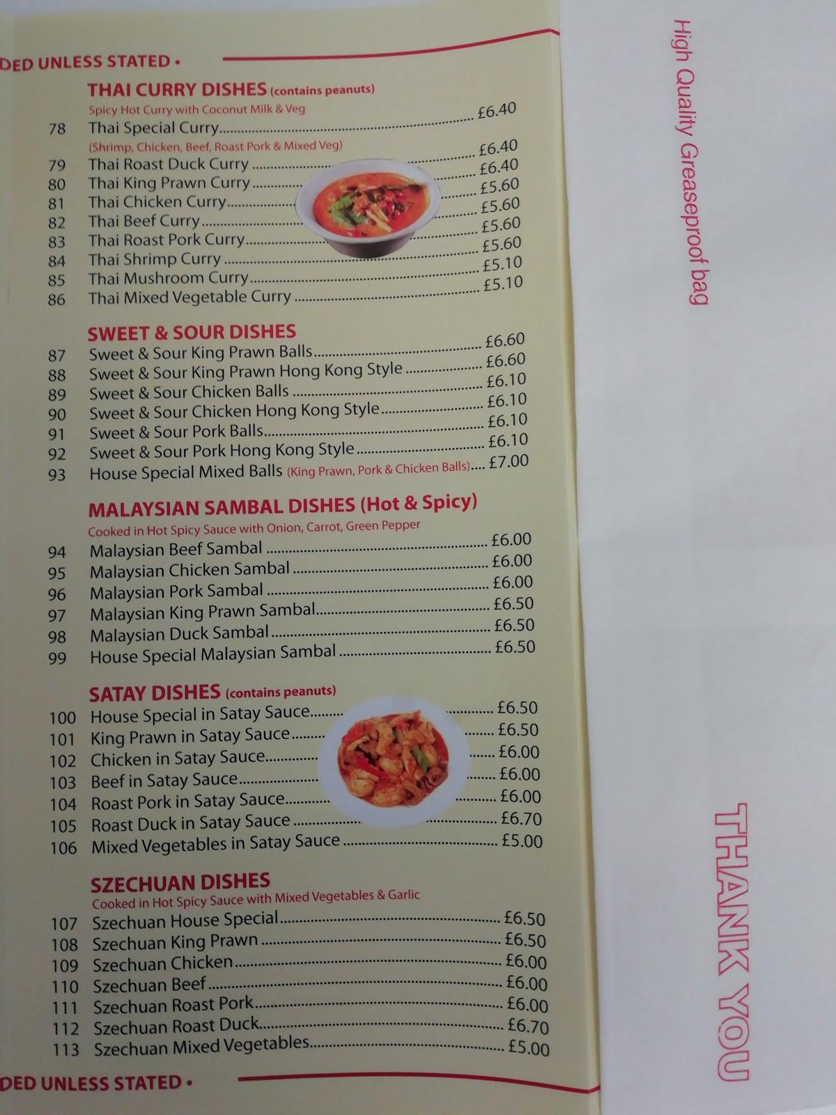 Menu at Dragon House fast food, Cheddar