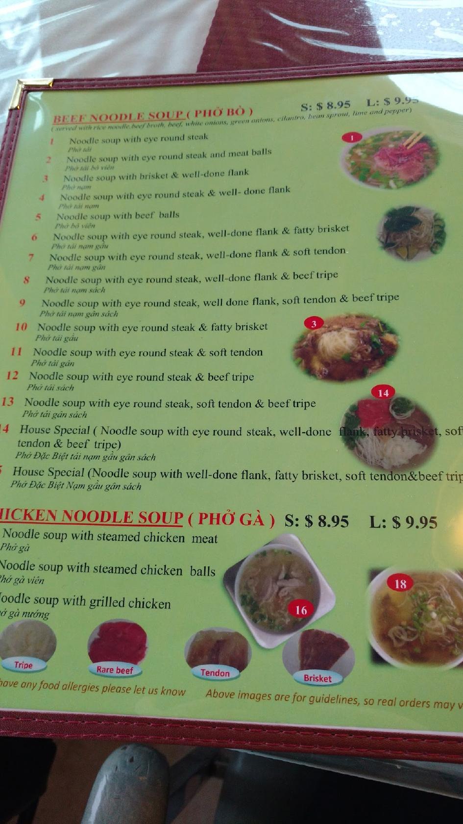 Menu at Hot Pho Restaurant, Maple Ridge