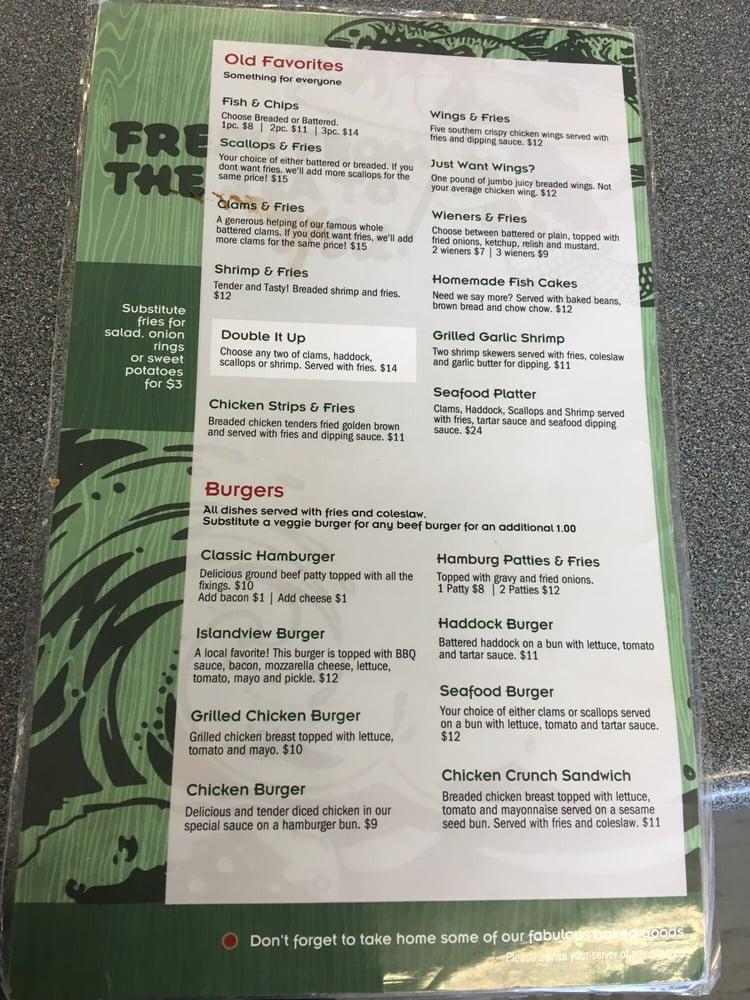 Menu at Island View Restaurant, Western Shore