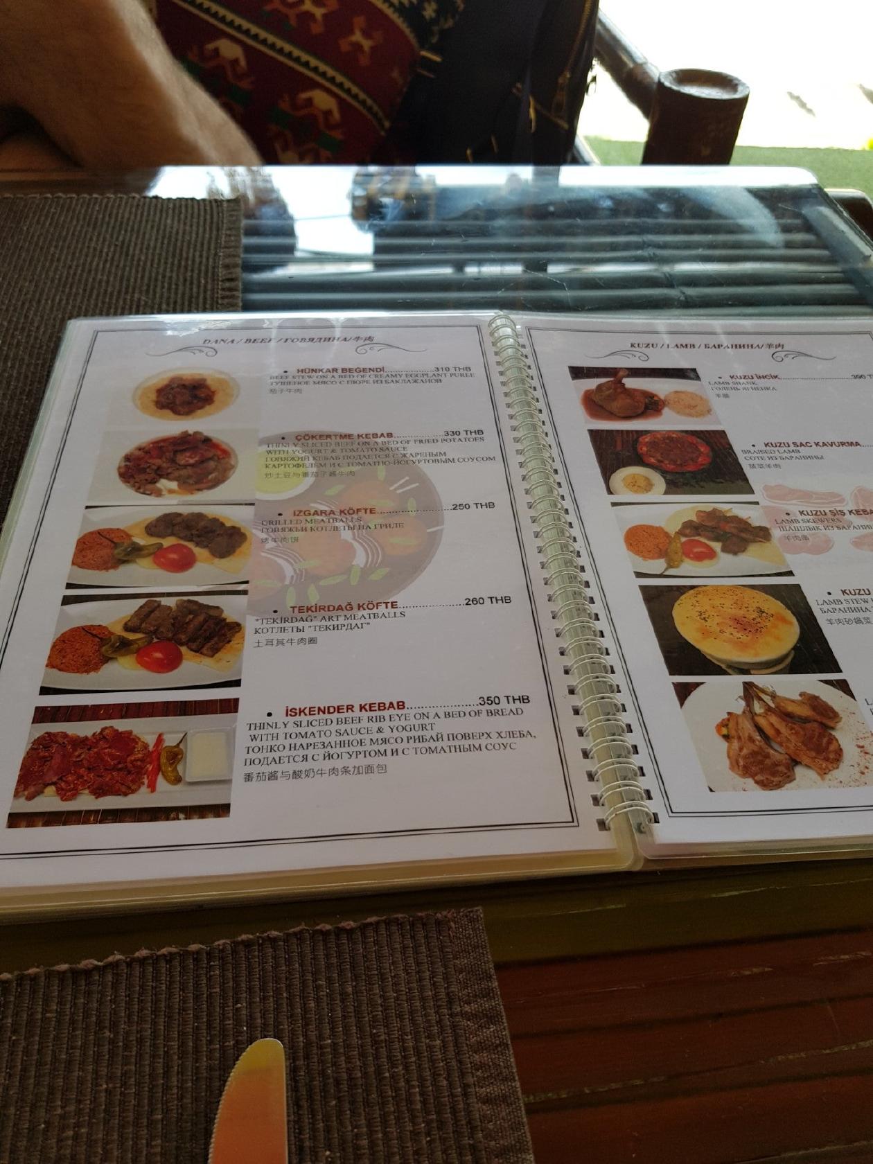 Menu at Istanbul Restaurant Kata, Karon