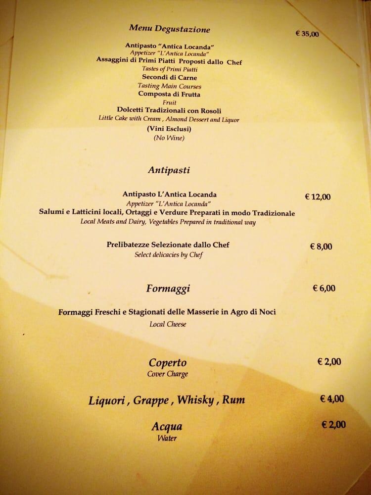 Menu at Ristorante "L'Antica Locanda", Noci