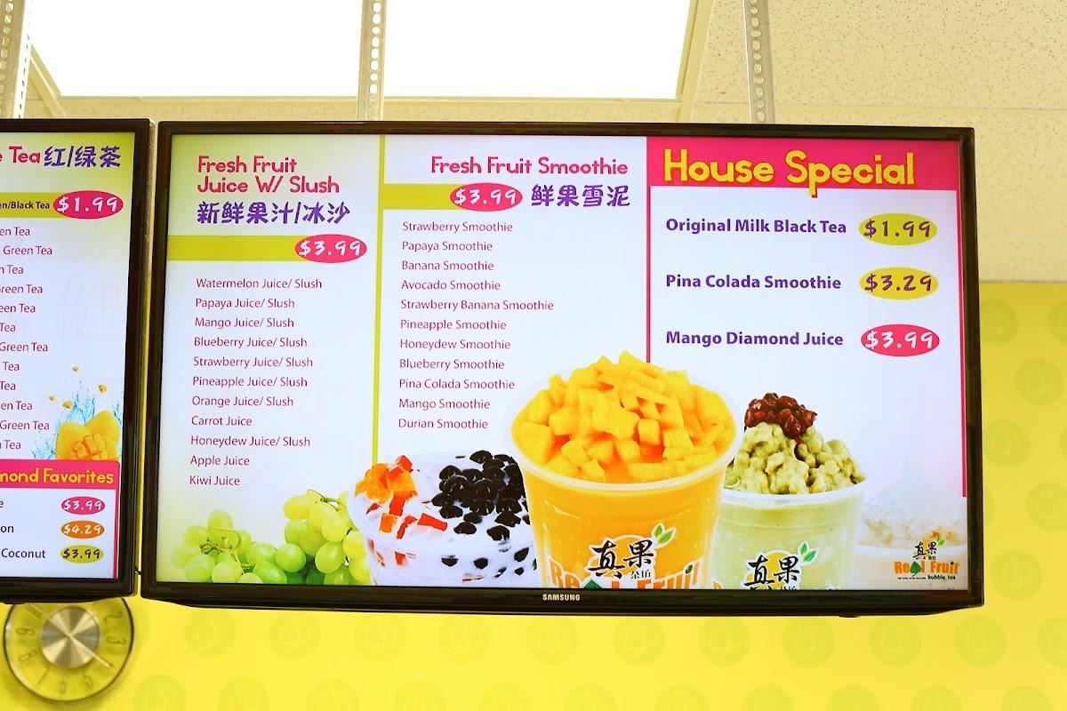 Menu au Real Fruit Bubble Tea pub et bar, Toronto, 1448 Lawrence Ave E #18