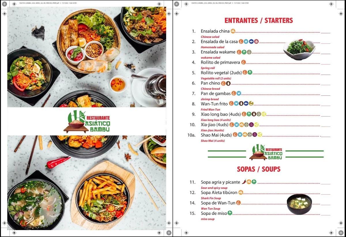 Carta de Restaurante Asiático Bambú, Guadalajara