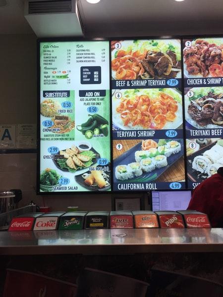 Menu at Sansei Japan restaurant, Montebello, Montebello Town Center