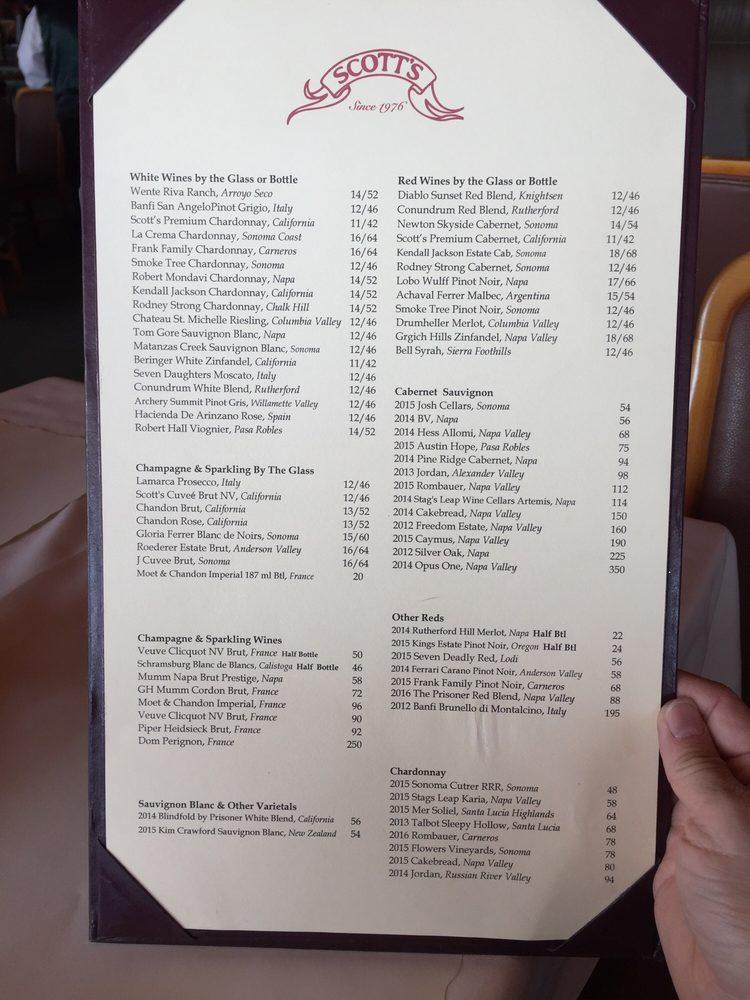 Menu at Scott's Seafood Grill & Bar, Oakland