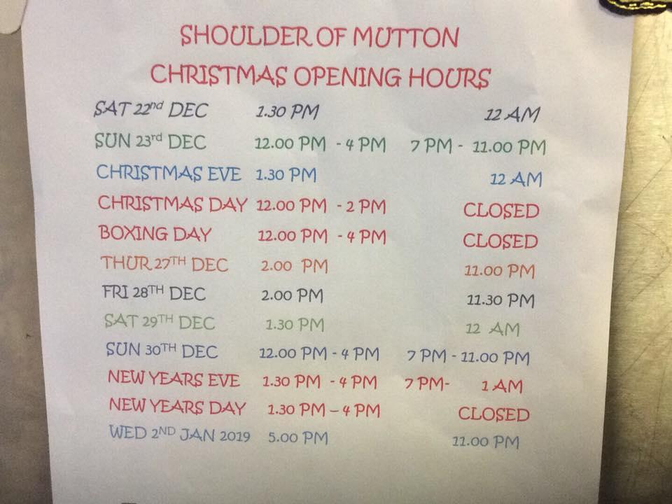 Menu at Shoulder Of Mutton pub & bar, Bournemouth
