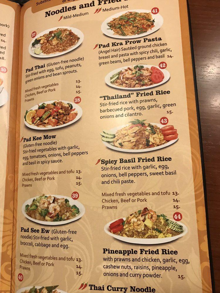 Menu at Thailand Restaurant Novato, Novato