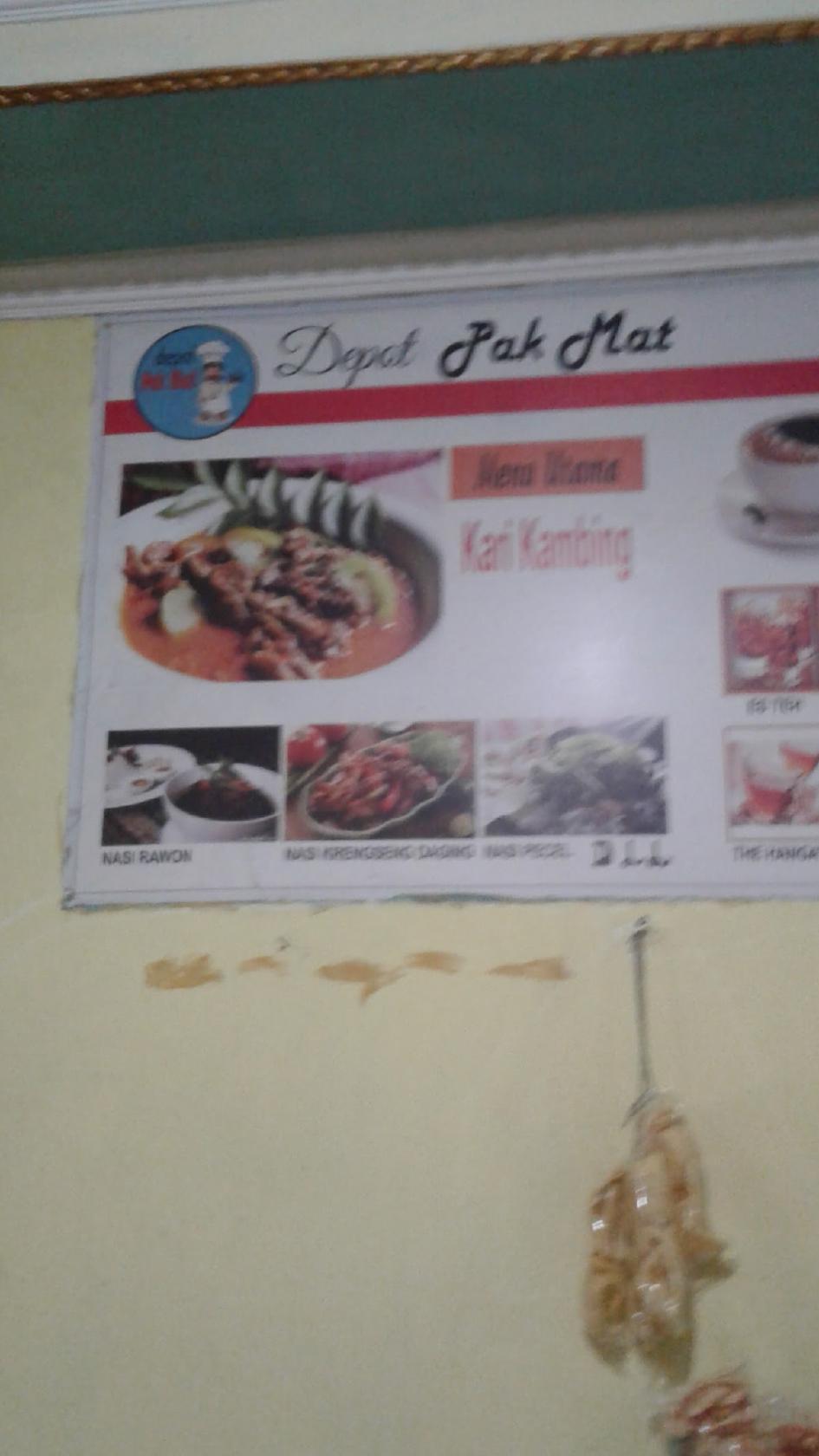 Menu at Depot Gule Daging Pak Mat restaurant, Surabaya
