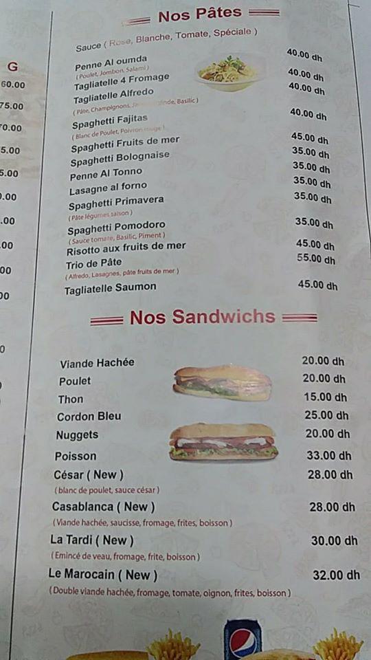 Menu at Restaurant Al Omda, Casablanca