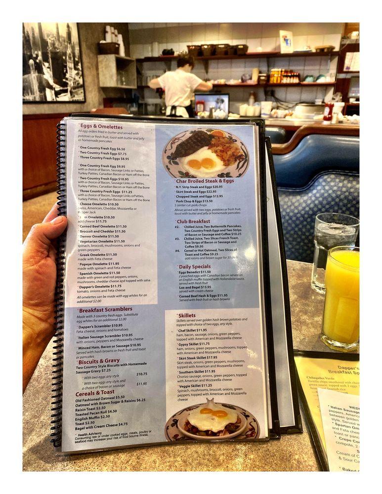 Menu at Dappers East restaurant, Chicago