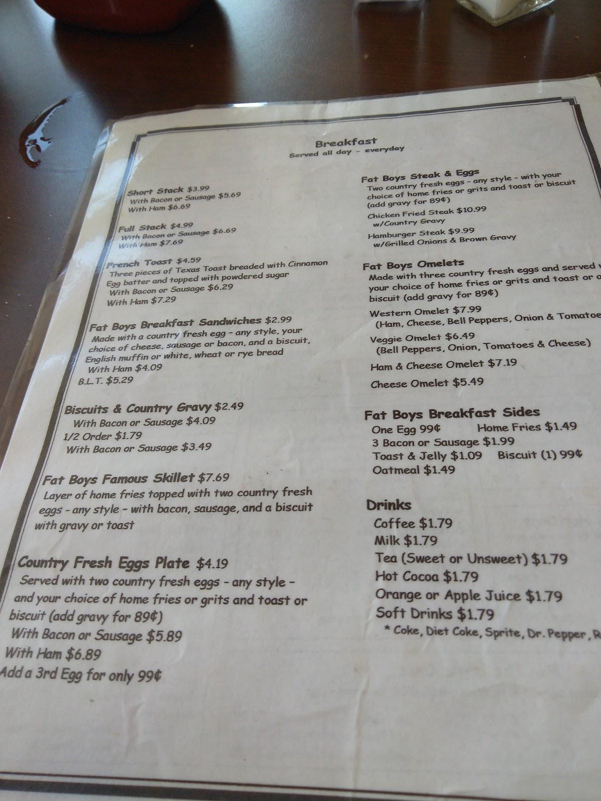 Menu at Fat Boy's Restaurant, New Caney