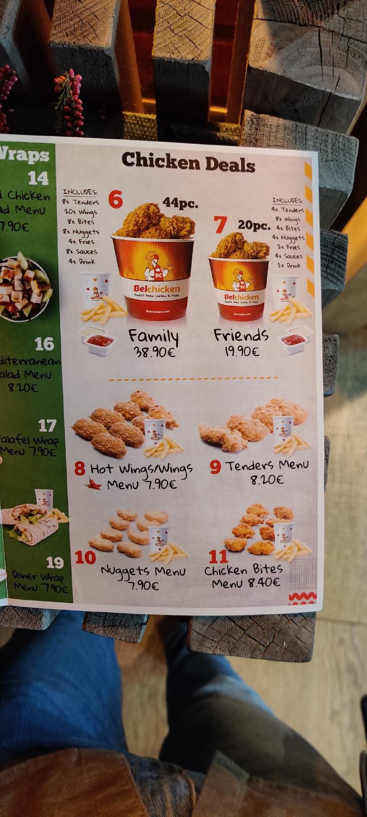 Menu at Belchicken, Ghent