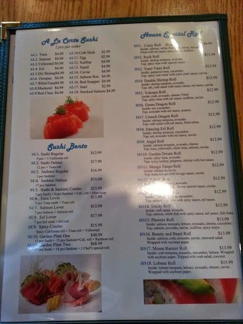 Menu at Family Garden restaurant, Richland