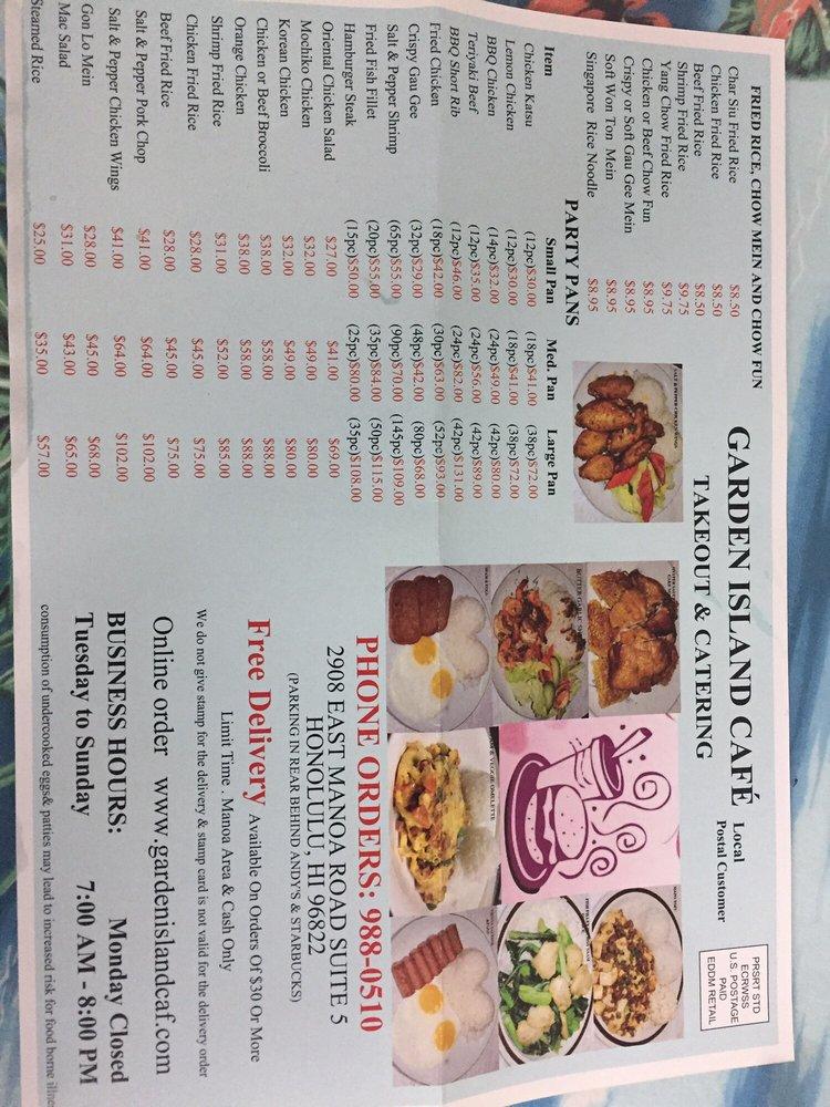 Menu at Garden Island Cafe, Waipahu, 94-210 Leokane St #106