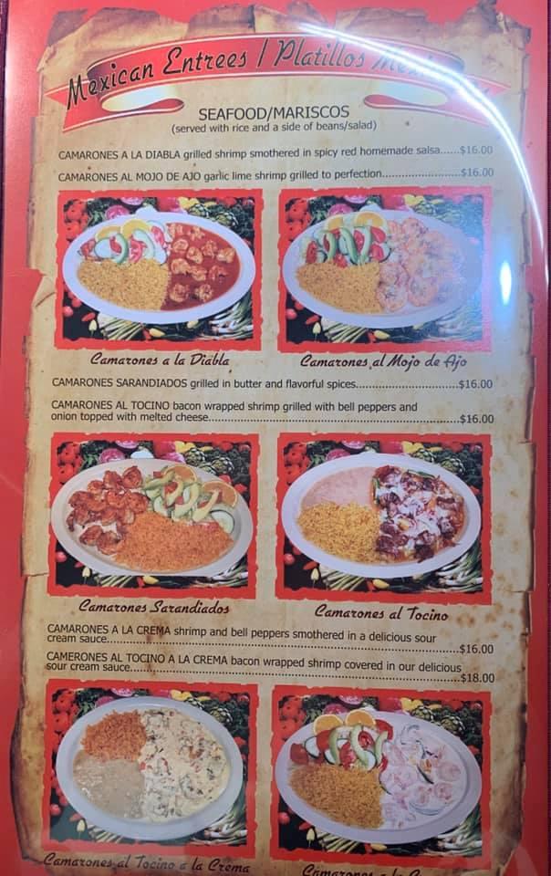 Menu at Las Palomas Mexican Restaurant, Toppenish