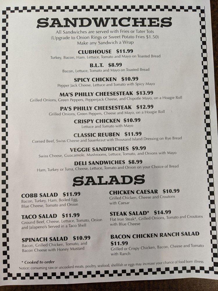 Menu at Ma and Pa's Family Diner restaurant, Yelm