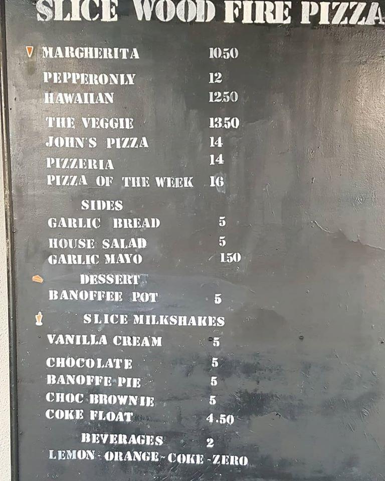 Menu at Slice Wood Fire Pizza pizzeria, Waterford