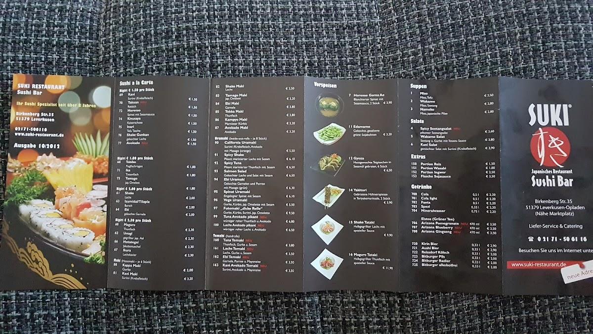 Menu at Suki restaurant, Leverkusen