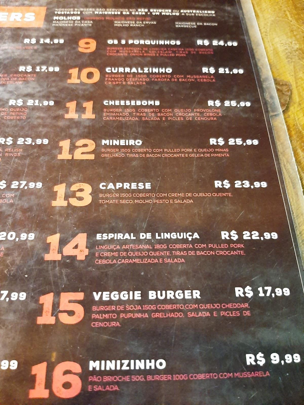 Menu at Tem Burger restaurant, Montes Claros