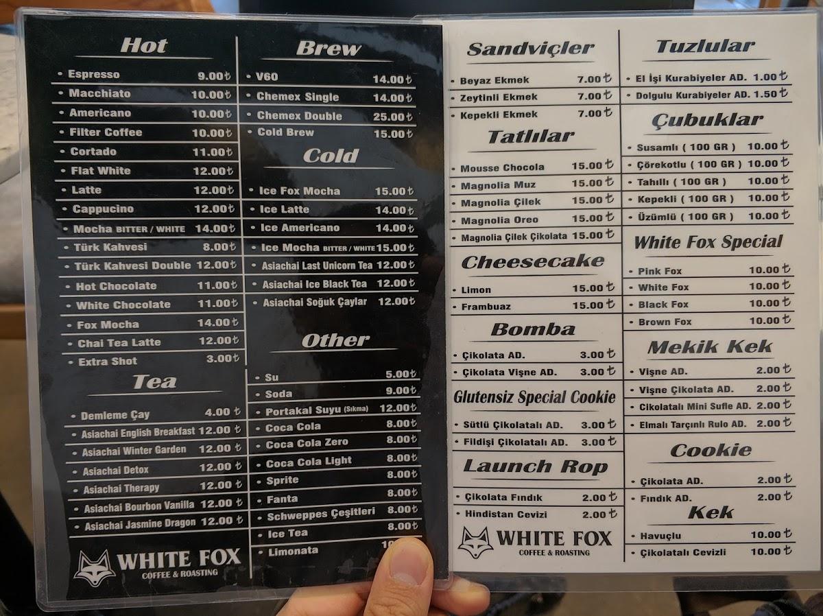 Menu at White Fox Coffee Mecidiyeköy, Istanbul