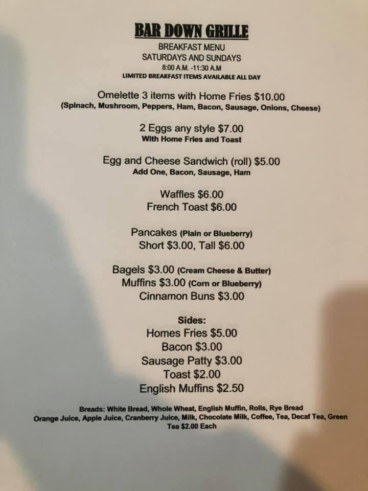 Menu at Bar Down Grill & Sports Bar, Norwalk